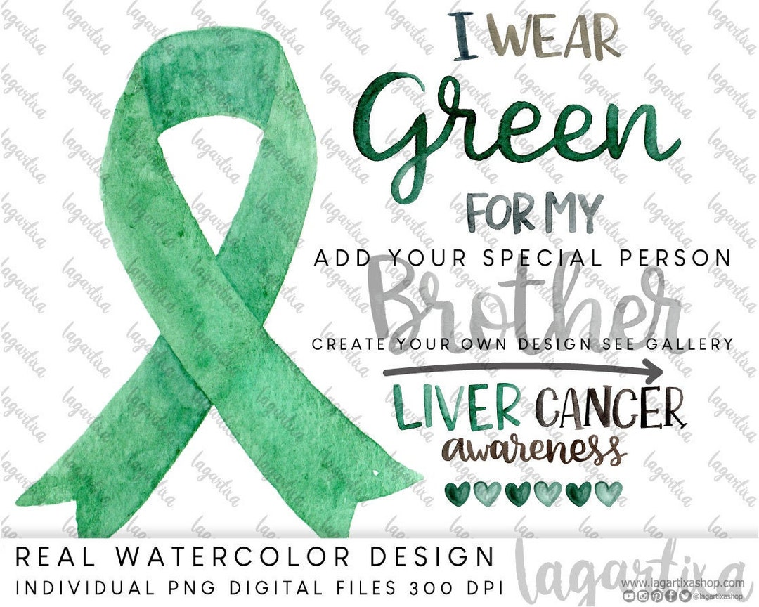 Cancer Awareness Liver October Month Green Ribbon Watercolor PNG ...