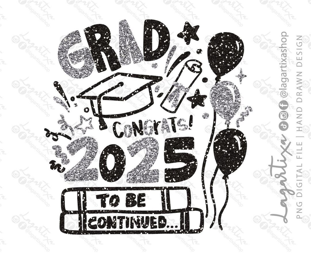 Graduation Black Silver Glitter Class 2025 Digital Design Backdrop 300 ...