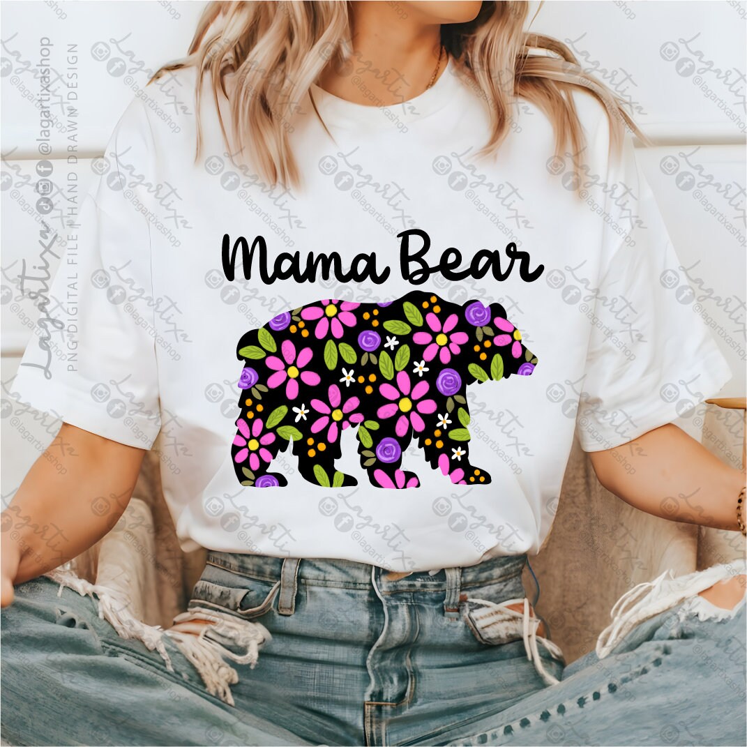 Mama Bear MOM Digital Design Art | Mother's Day Design, Florals ...