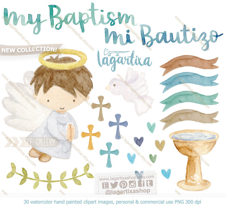 Angel Baptism Watercolor, Sublimation Hand Painted, Baby Boy Crosses ...