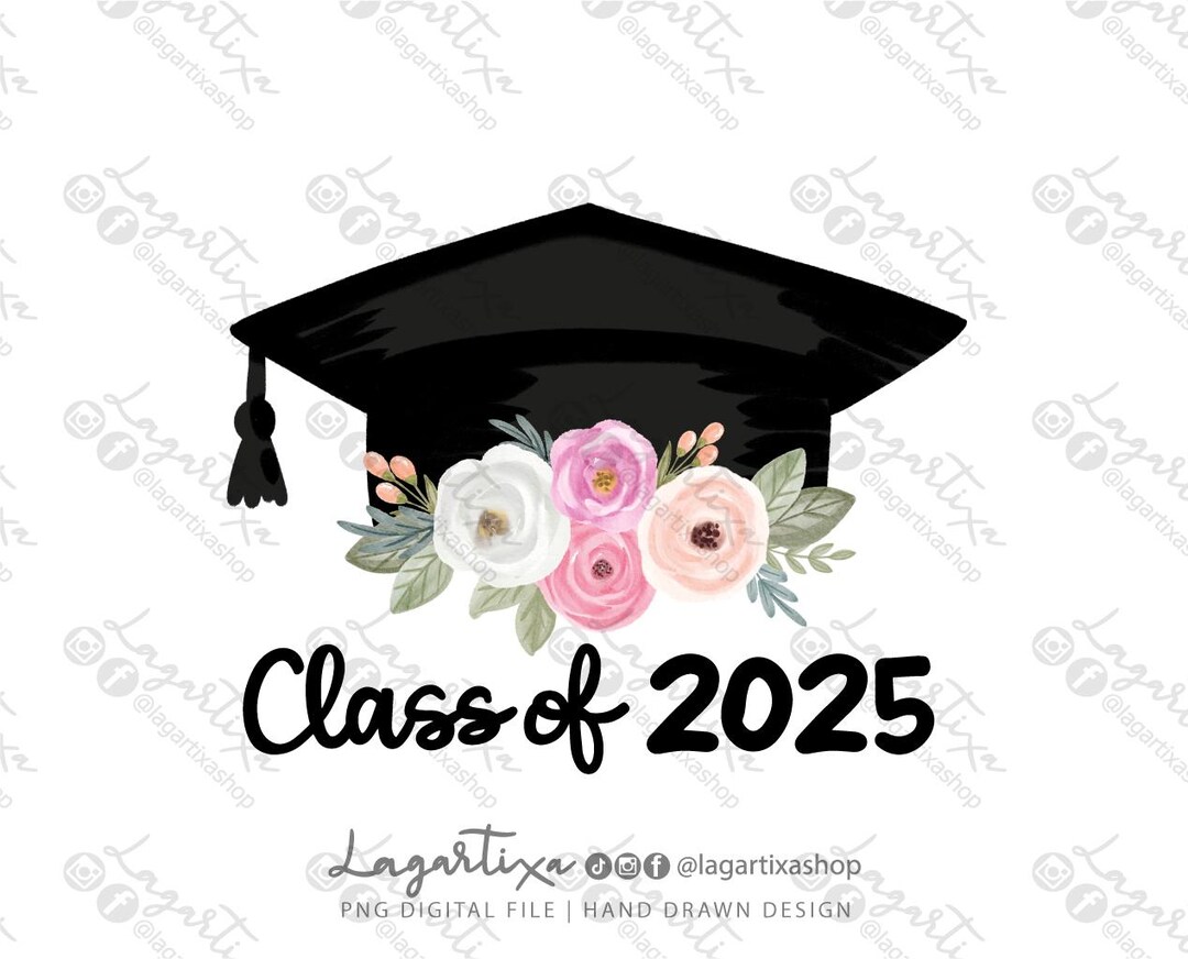 Floral Graduation Hat | Watercolor Florals Design | Gold Glitter ...