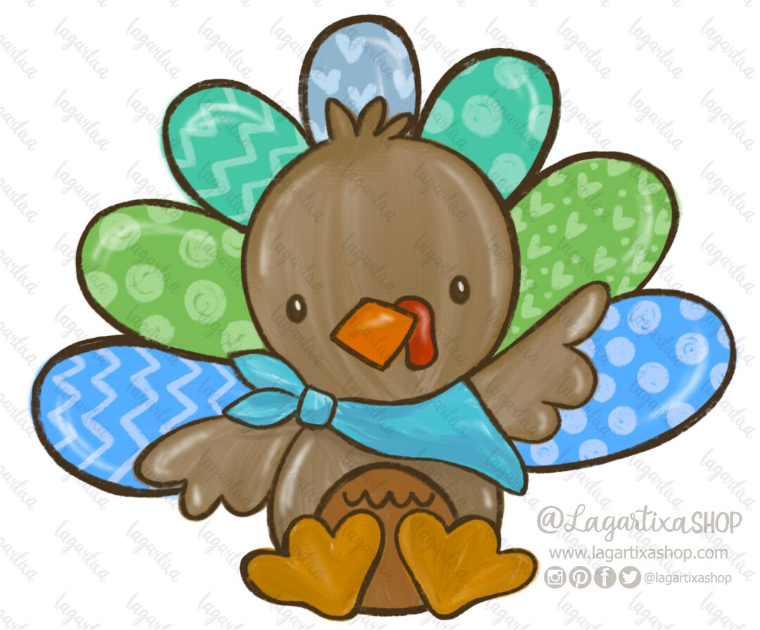 Thanksgiving Baby Boy Turkey Sublimation Hand Drawn Digital Design PNG ...