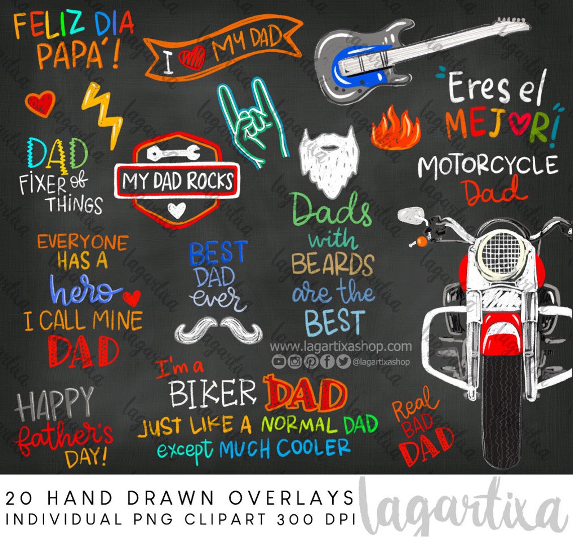 Motorcycle Dad Chalk Overlays Hand Drawn Phrases I Have a - Etsy