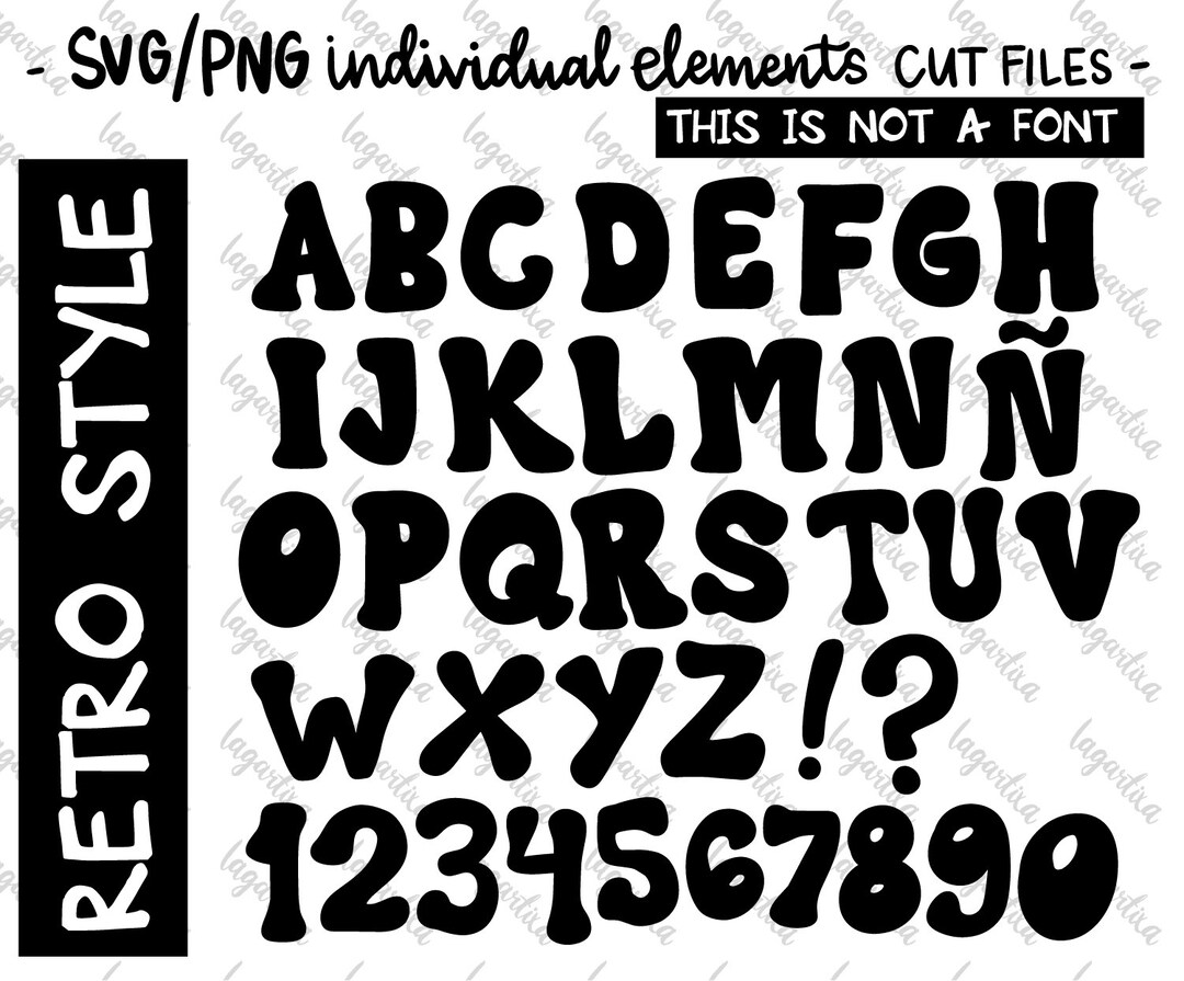 Retro Vintage Alphabet Cut Files Png Svg Vector Digital Files Hand