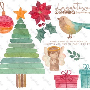 Christmas Watercolor PNG Clipart Cardmaking | Bird, Tree, Gifts ...