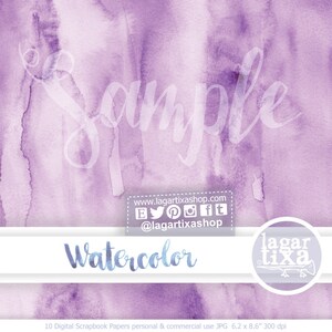 Digital Paper Watercolor Pattern Rainbow Pink Purple Blue Celest Acqua ...