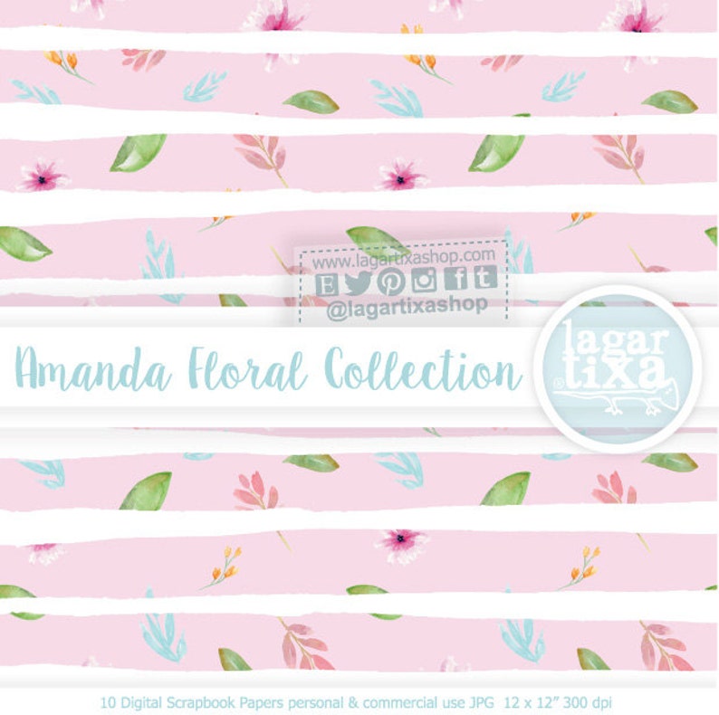 Purple Flowers, Digital Papers, Patterns Pastel Watercolor, Bridal ...