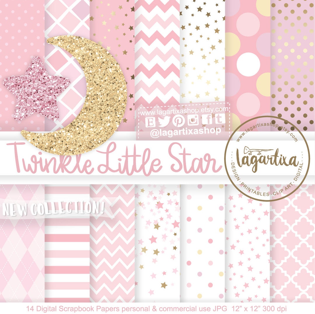 Papel Digital Rosado Fondos Estrellas, Rosa Pastel, Oro, Dorado ...