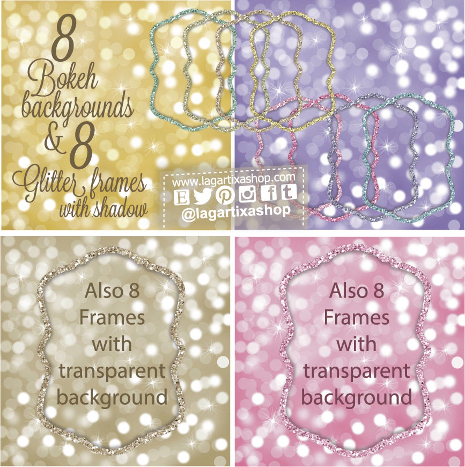 Gold Digital Paper Bokeh Patterns Backgrounds & Glitter Frames - Etsy