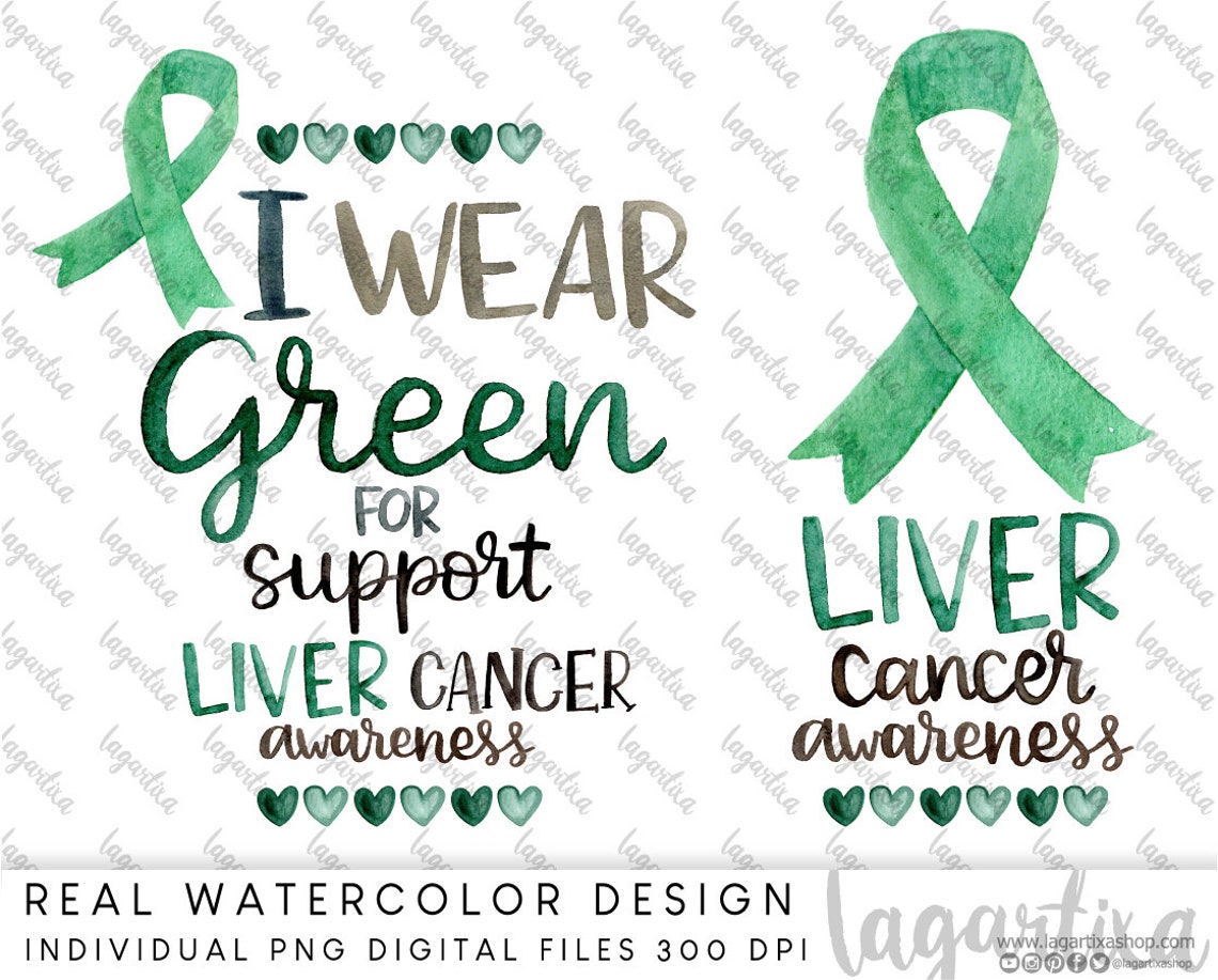 Cancer Awareness Liver October Month Green Ribbon Watercolor - Etsy