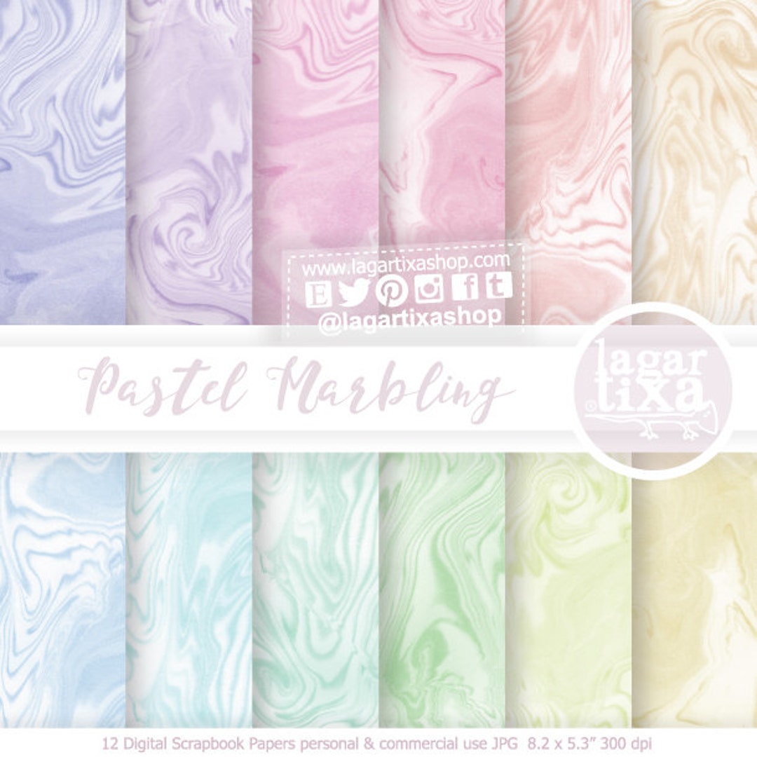 Marbling Marble Pastel Digital Paper Pattern Rainbow Pink - Etsy