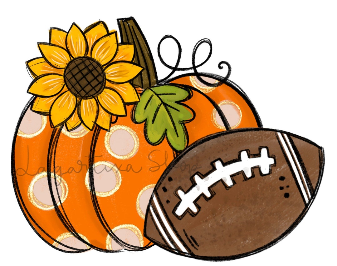 Sunflower Pumpkin American Football Ball Fall Autumn Sublimation Design ...