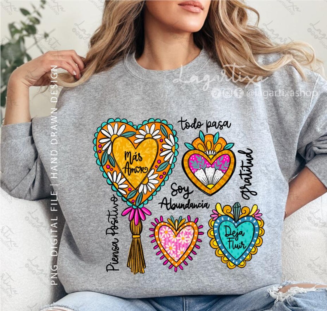 Mexican Hearts for Dtf/sublimation - Digital Design Hand-drawn Mexican ...