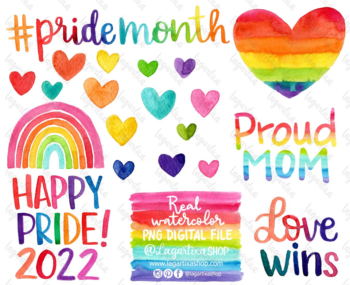 June Pride Month Love is Love Rainbow Watercolor Png Clipart - Etsy
