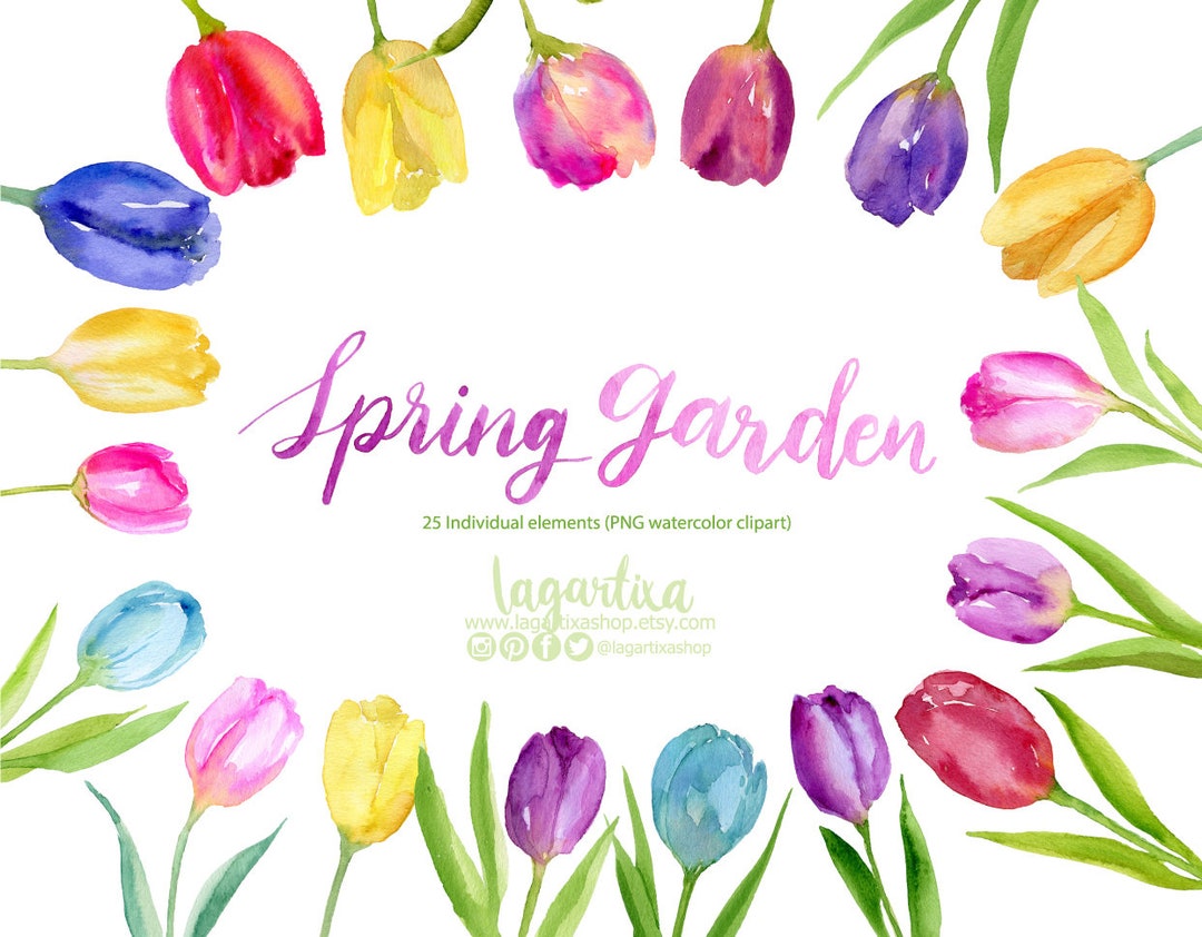 Easter Tulips Watercolor Clipart, Spring Floral PNG, Wedding Bouquet ...