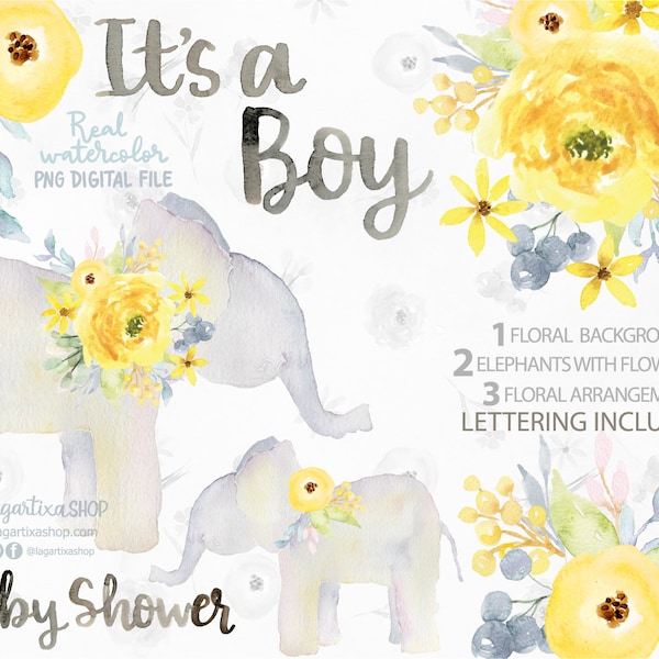 Yellow Grey Elephant - Etsy
