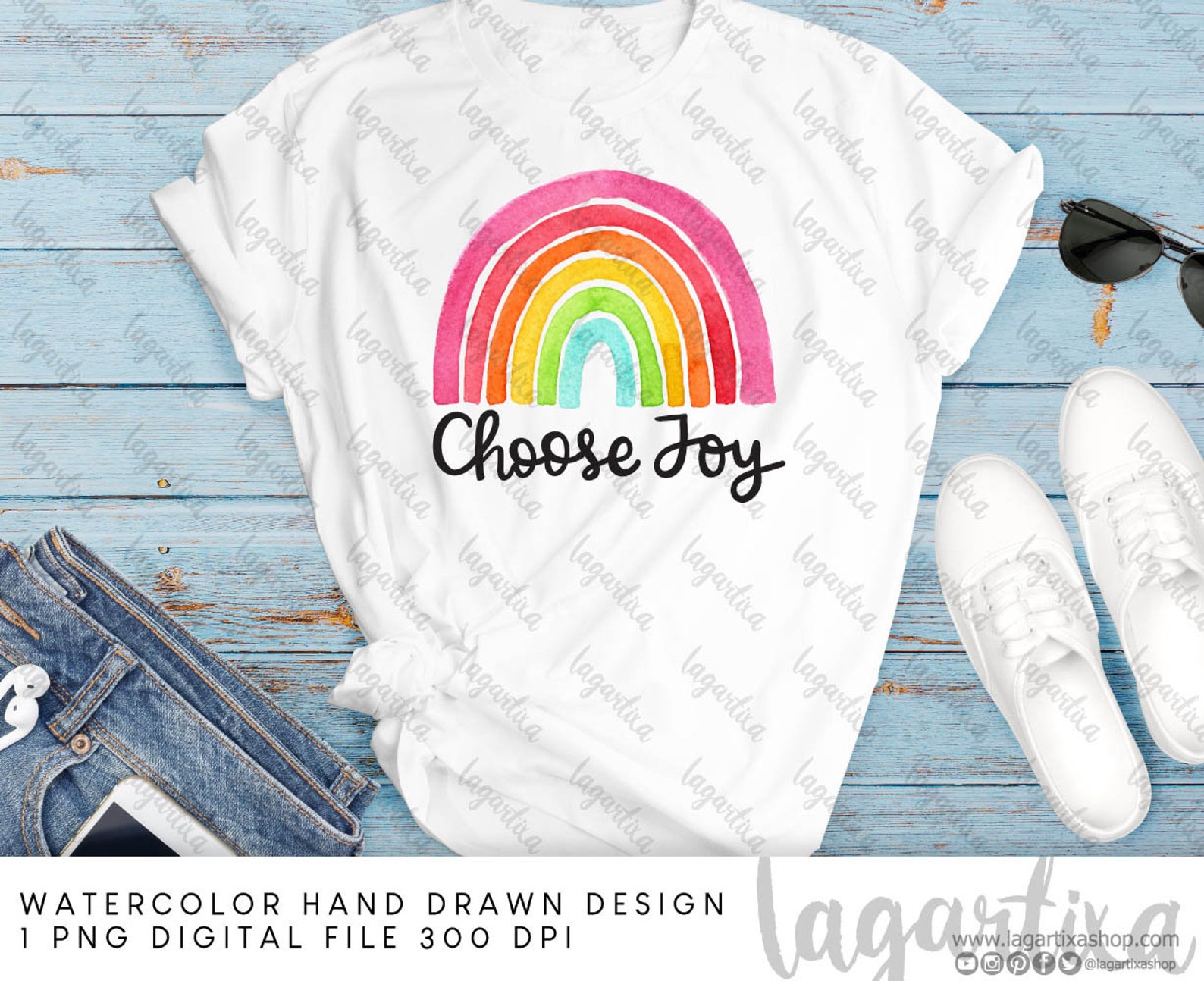Choose Joy Rainbow Watercolor Sublimation Image Modern - Etsy