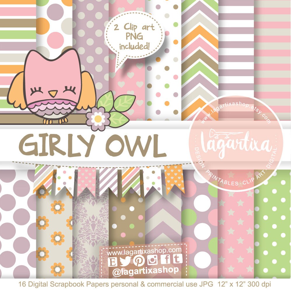 Baby Girl Owls Clip Art