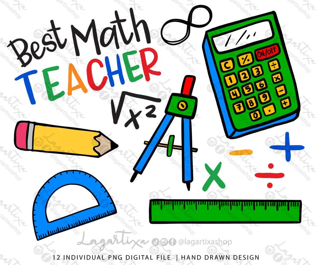 Math Teacher Design Hand-drawn for Sublimation/dtf Calculators, Rulers ...