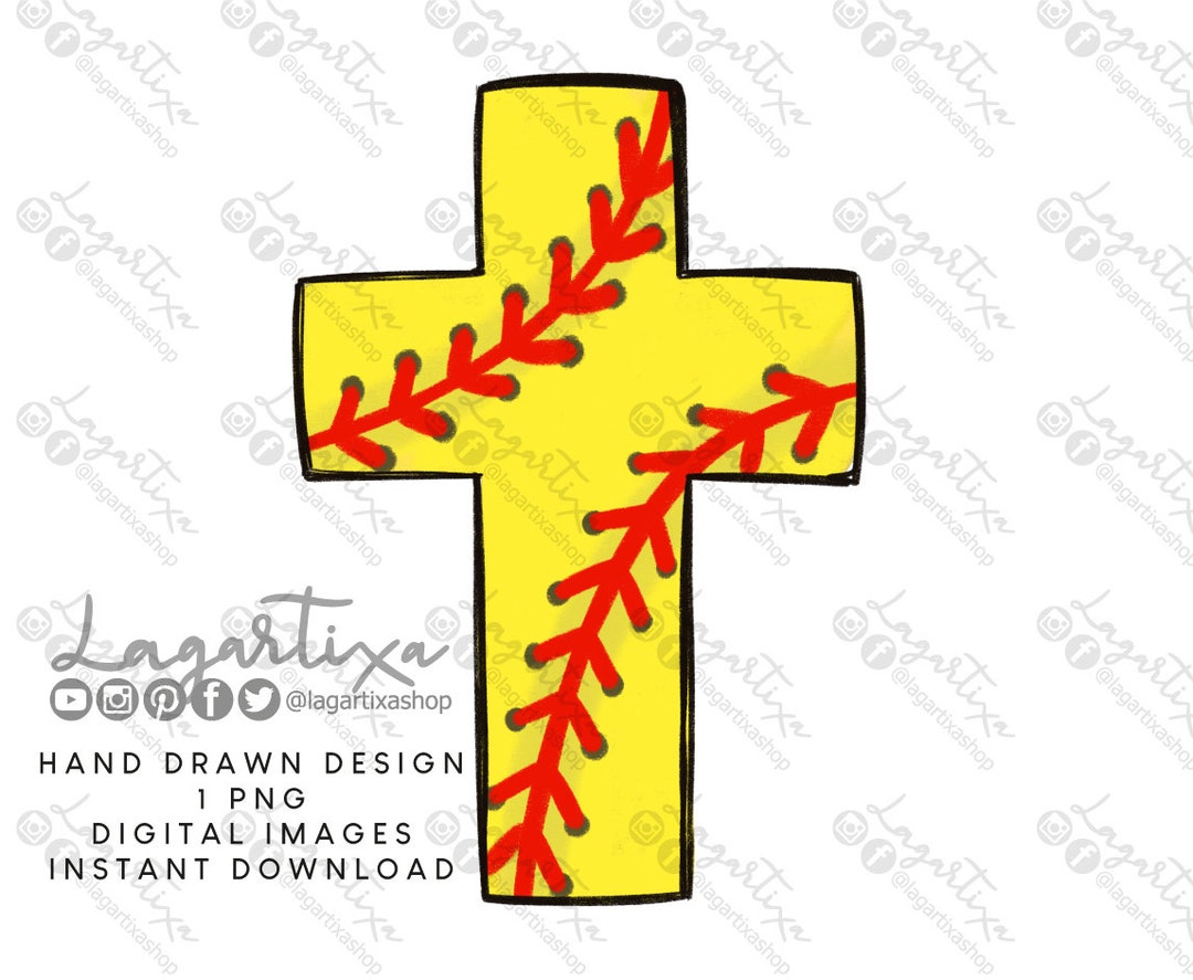 Baseball and Softball Christian Cross | Sport | Digital Files PNG Hand ...