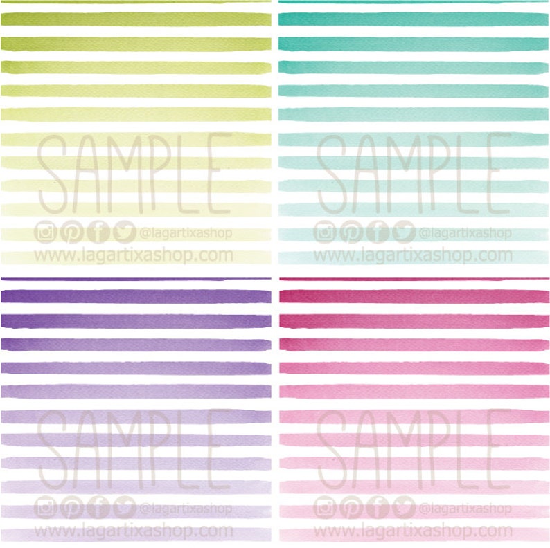 Stripes Watercolor Ombre Digital Paper Brushstrokes Pattern - Etsy