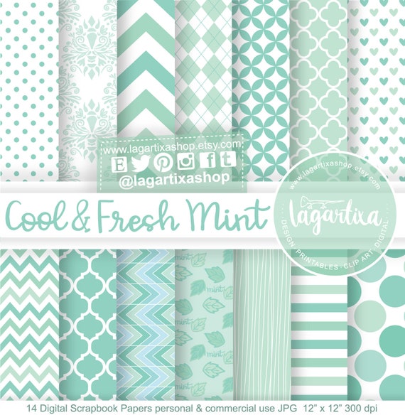 Fondos Papel Digital Menta Fresca azul verde aqua turquesa - Etsy México