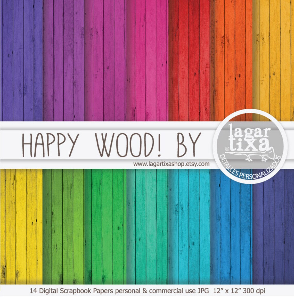 Colored Rainbow Distressed Wood Digital Paper Pink Green | Etsy
