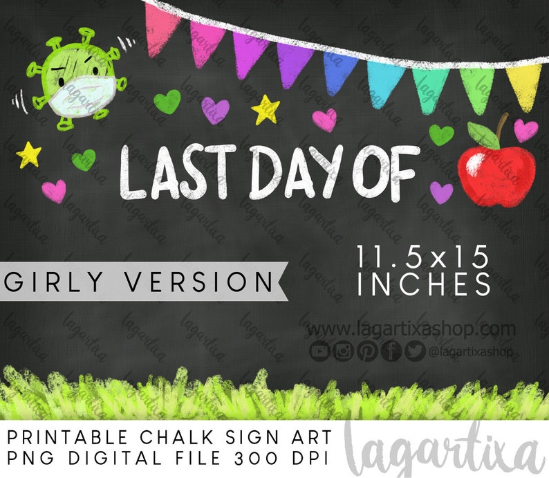 First Day of School Chalk Art Last Day DIY Create Kindergarten to 5th ...