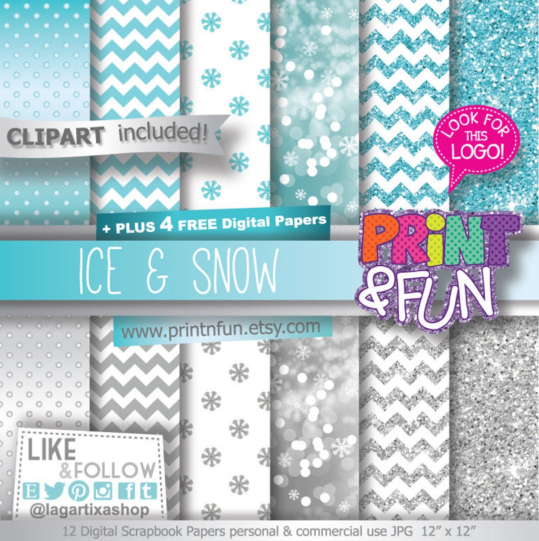 Silver Glitter Digital Paper, Winter, Snow, Cold Colors Turquoise ...