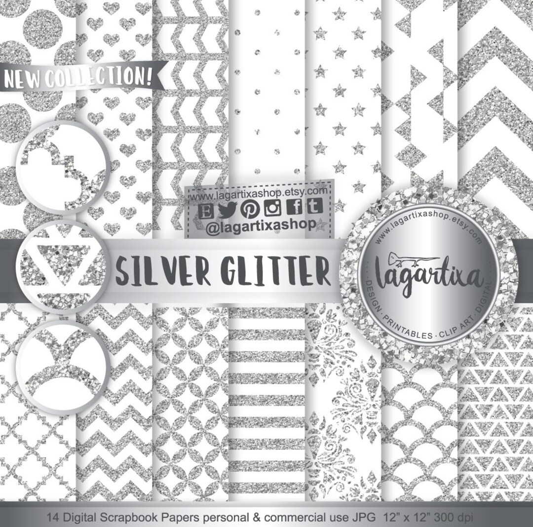 Silver Glitter Digital, Paper Backgrounds, Patterns, Scrapbooking, Blog ...