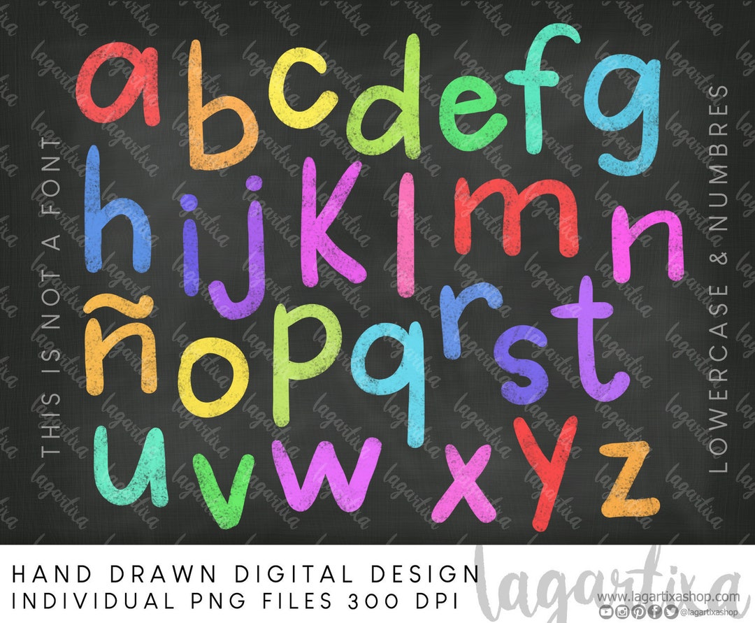 Overlay Rainbow Chalk Alphabet Hand Written Lowercase Clip Art PNG ...