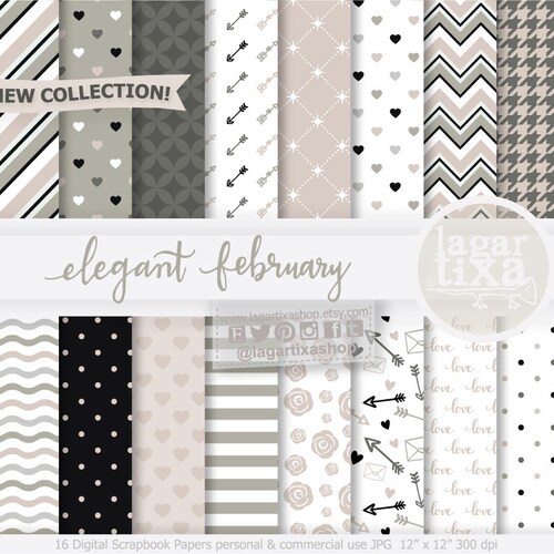 Valentine's Day Digital Paper Love Backgrounds Hearts Pale - Etsy