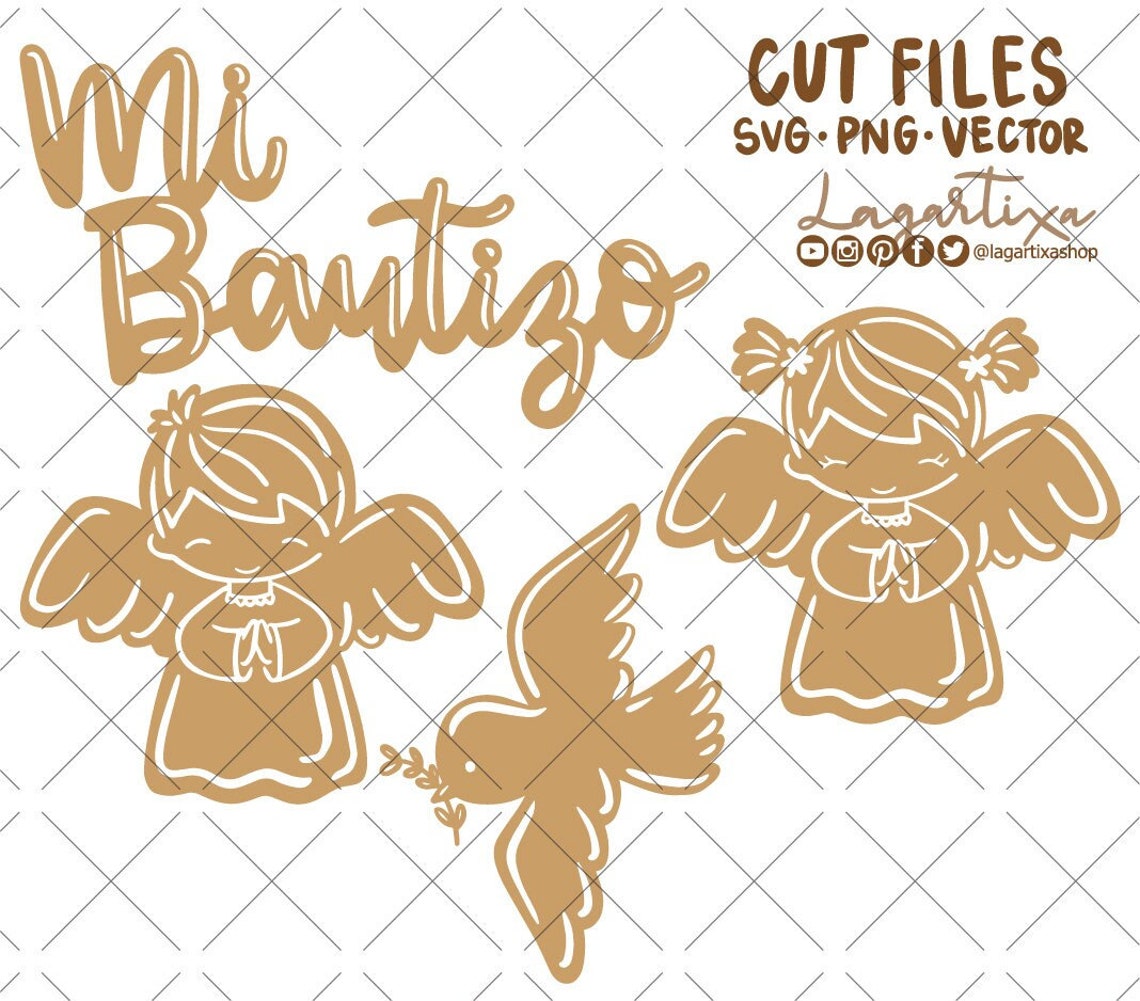 Baptism Angels Cut Files SVG Vector Boy Girl Floral Cross Holy Spirit ...