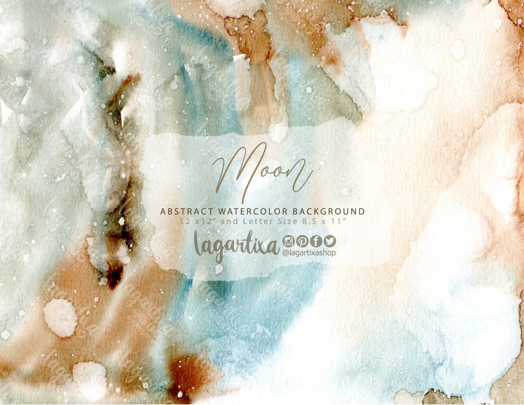 Abstract Watercolor Digital Paper, Handpainted Pattern, Blue, Turquoise ...