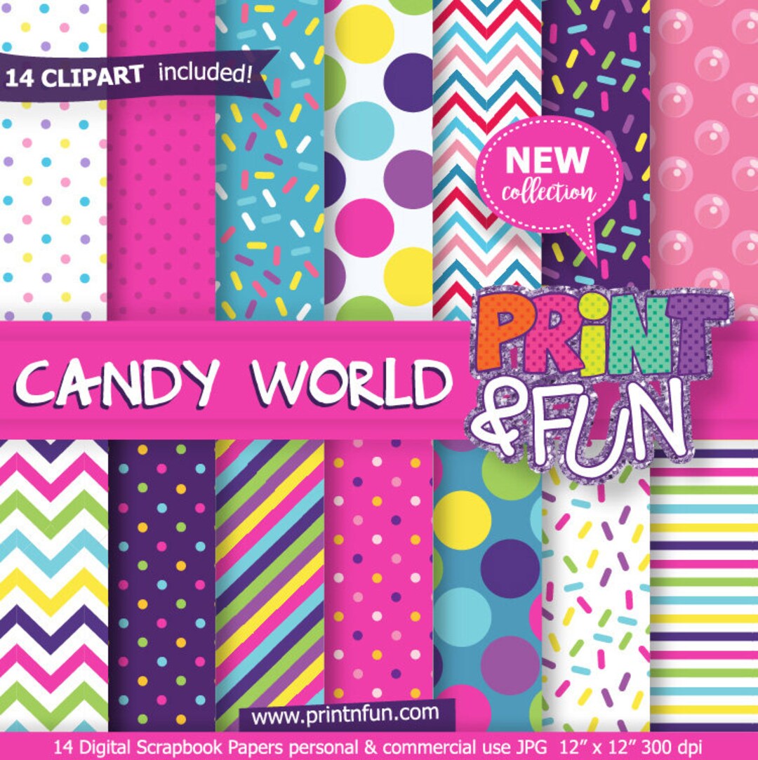 Candies, Candy Brilliant Colors Digital Paper, Patterns, Backgrounds ...