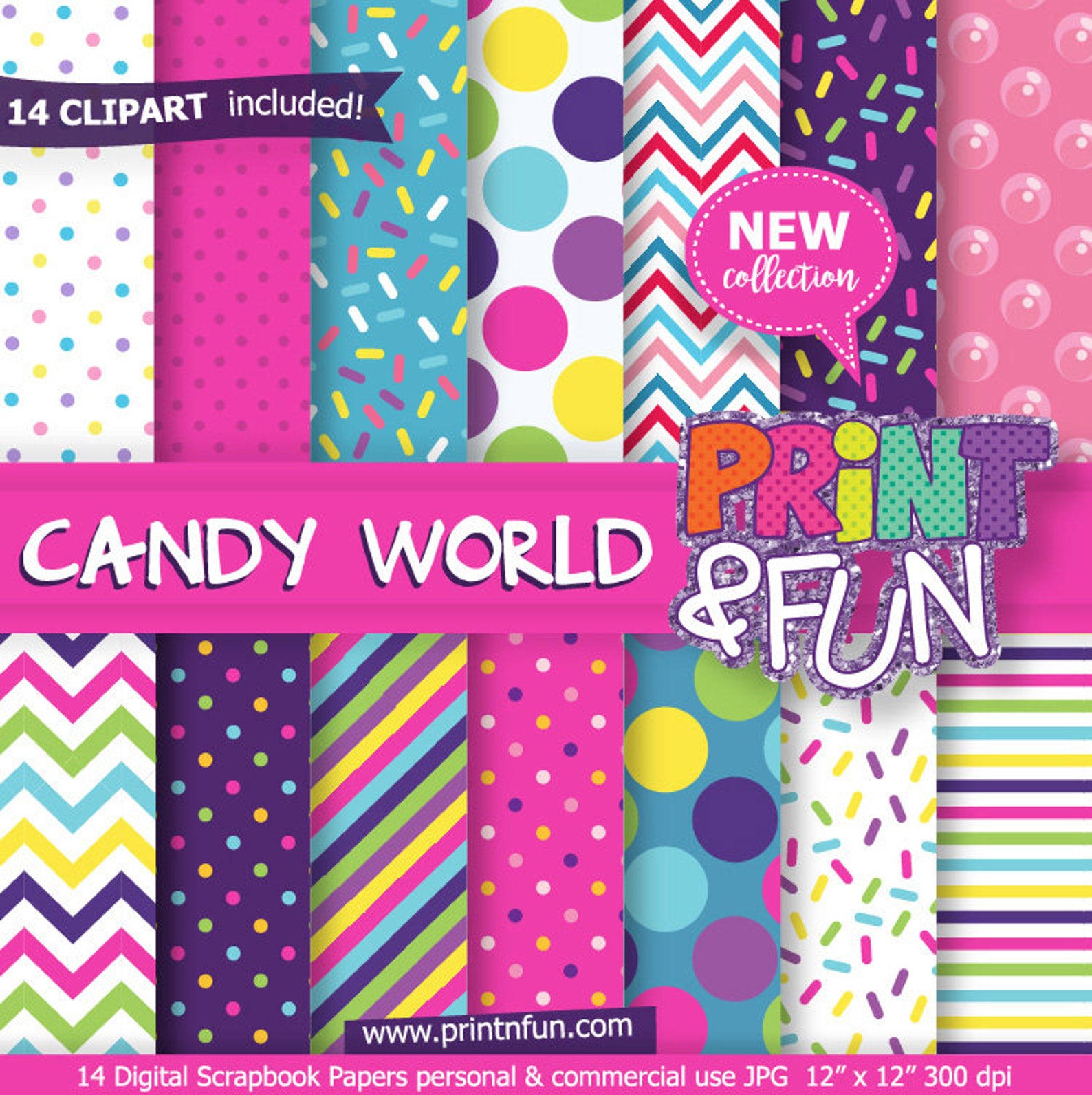 Candies Candy Brilliant Colors Digital Paper Patterns - Etsy