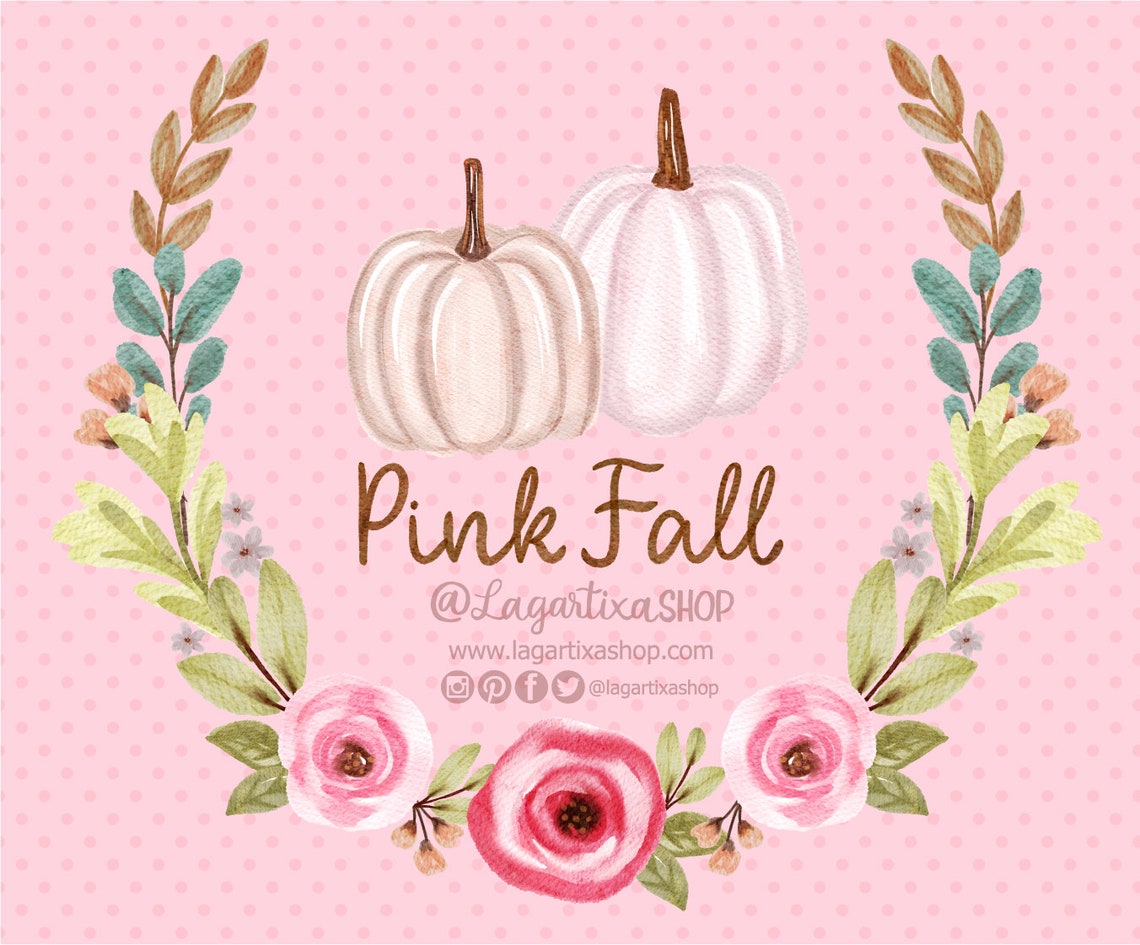 Pink Pumpkin Fall Thanksgiving Watercolor PNG Clipart Florals - Etsy