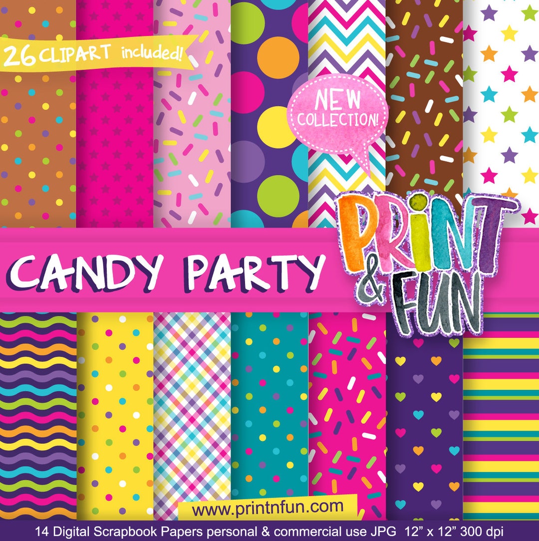 Candy Sprinkles Candies, Brilliant Colors Digital Paper, Patterns ...