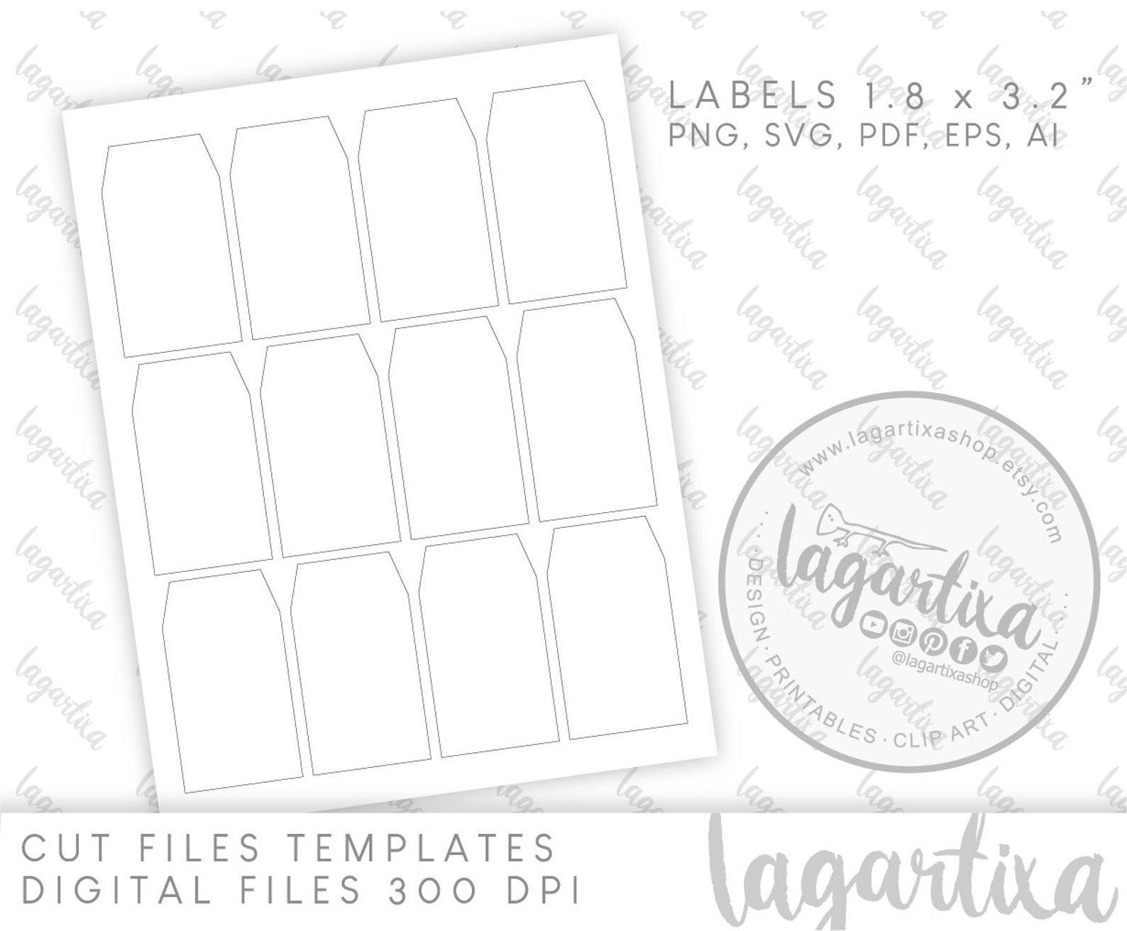 Cut Files Gift Tags Template PNG SVG Tags Printables 1.8 X 3.2" Inches ...