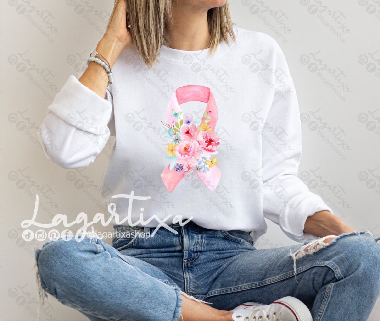 Breast Cancer Awareness Month HOPE Sublimation Pink Ribbons Butterflies ...