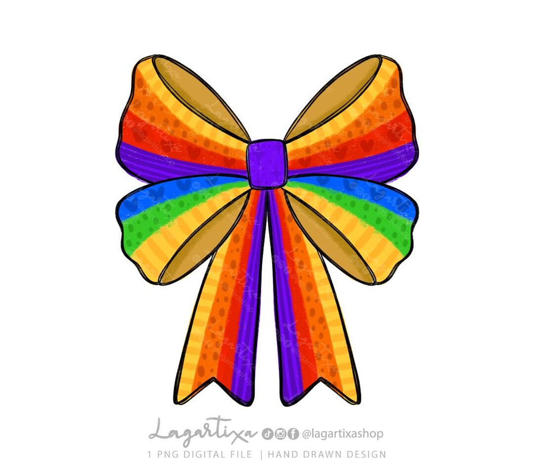 Pride Coquette Bow | June Pride Month Love is Love Rainbow Chalk Design ...