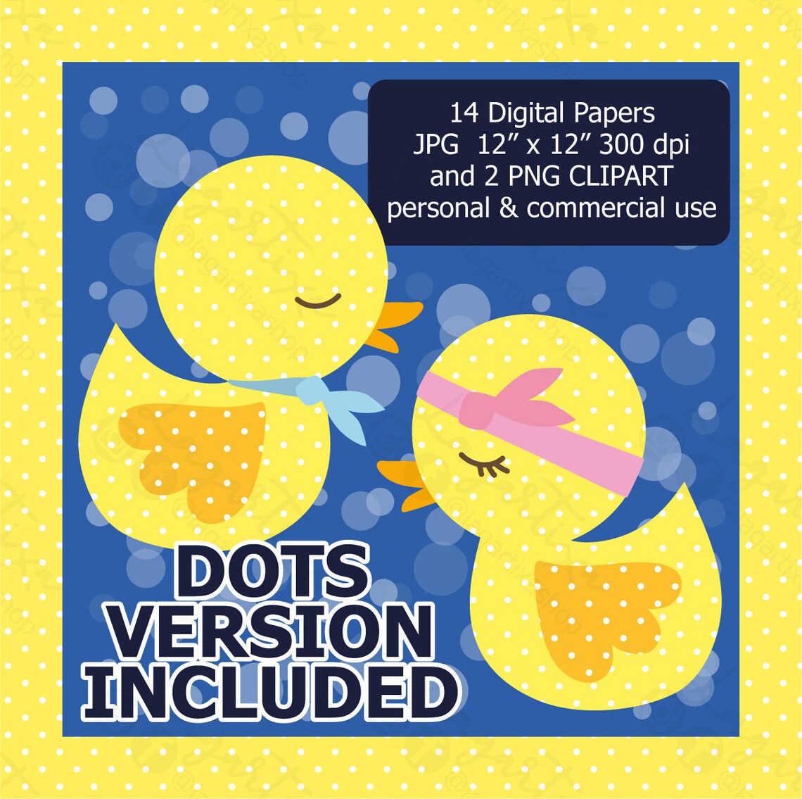 Baby Girl Little Duck Digital Paper, Easter Patterns, Spring Elements ...