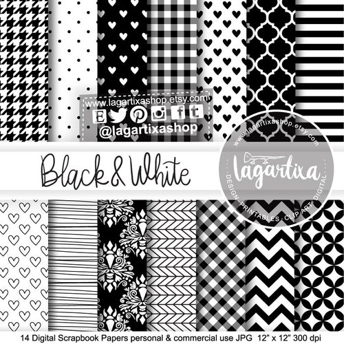 Doodle Digital Paper. Monochrome Geometric Chevron Polka Dot | Etsy