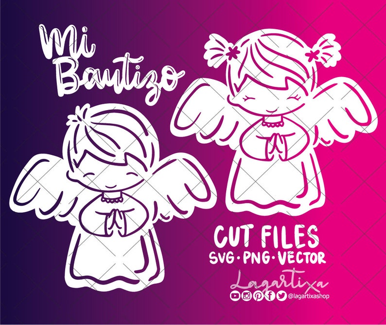 Arquivo de corte SVG de anjos Vetor Menino e menina rezando para o ...