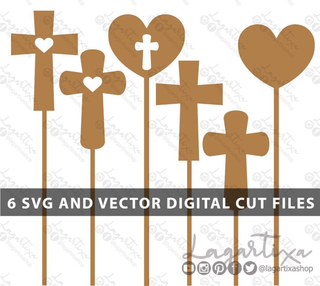 Crosses Cut File With Heart | SVG Vector Digital File | Baptism First ...