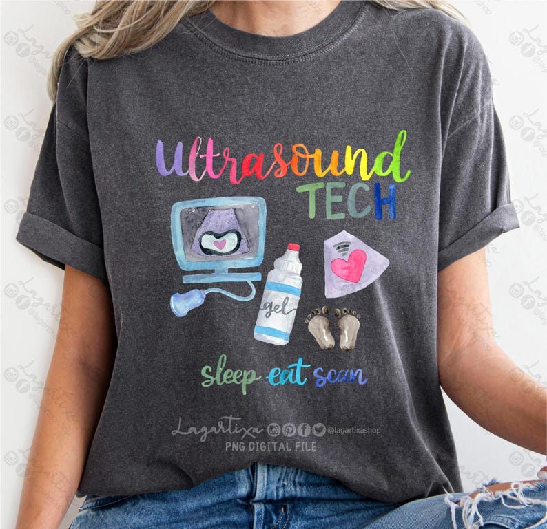 Ultrasound Tech Sonographer Watercolor Clipart Sublimation Images Hand ...