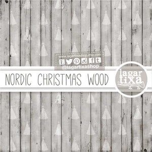 Nordic Scandinavian Christmas Wood Digital Paper White Gray Patterns ...