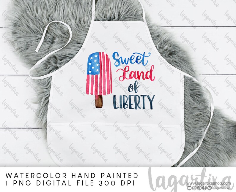 Patriotic Summer Popsicles Art Sweet Land Liberty Watercolor American ...