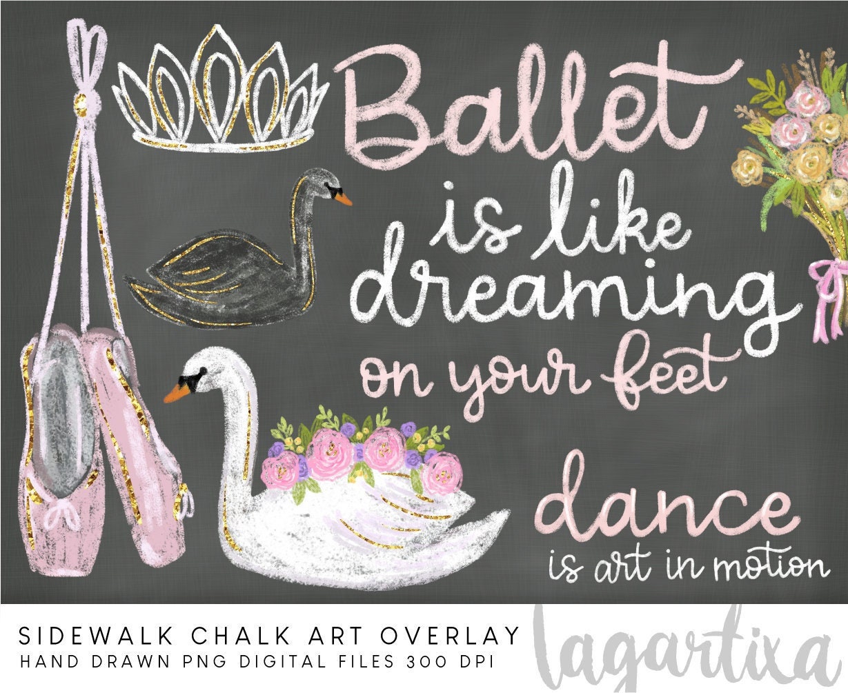 Ballet Digital Design | Chalk Effect | Art Tutu Swan Crown Barre Shoes ...