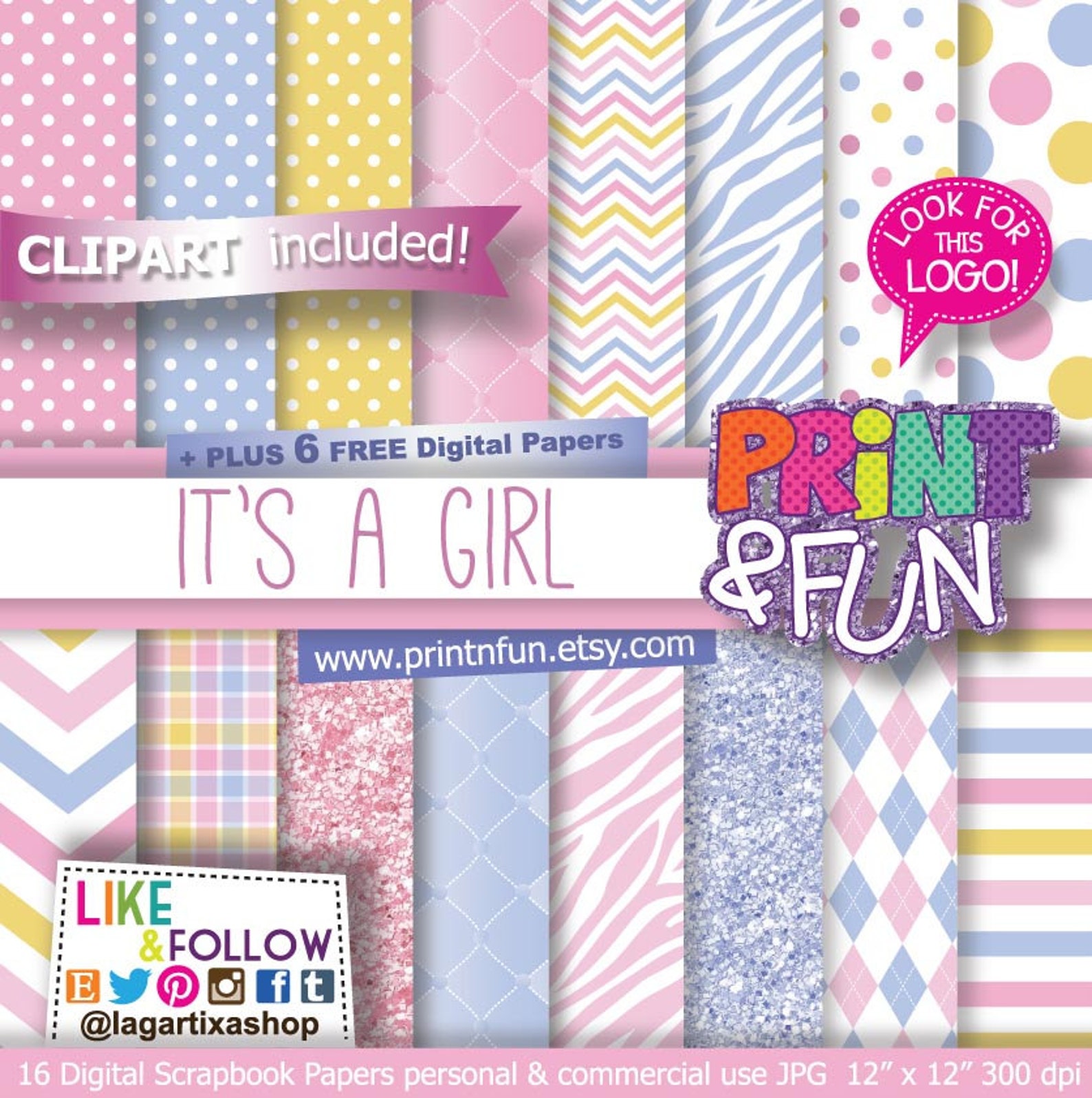 Pale Pink Purple Yellow Girly Digital Paper Pattern - Etsy